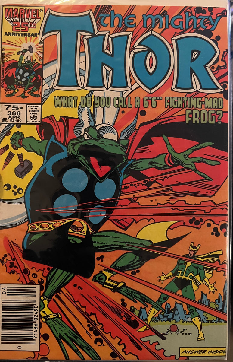 MIGHTY THOR #366 - NEWSSTAND - 1st Cover Appearance of THOR FROG 1986 ...